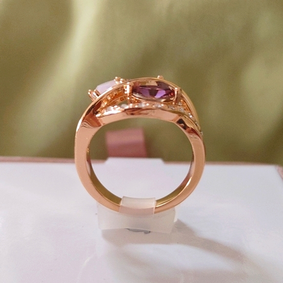 Sparkle Allure | Jewelry | New Sparkle Allure 8k Rose Gp Swarovski Amethyst Opal Ring Sz 9 In ...
